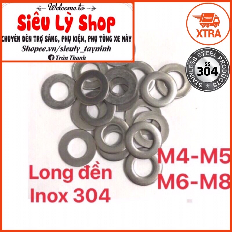 Long đền phẳng(vòng đệm) inox 304 size M3 M4 M5 M6 M8 | Shopee Việt Nam