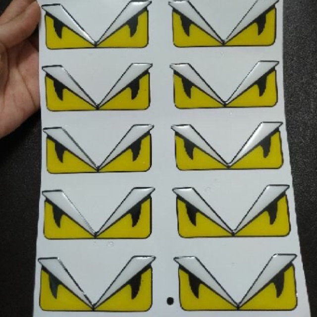 TEM NỔI ĐÔI MẮT CÚ FENDI, DECAL FENDI TRANG TRÍ XE, TEM DÁN XE MÁY ...