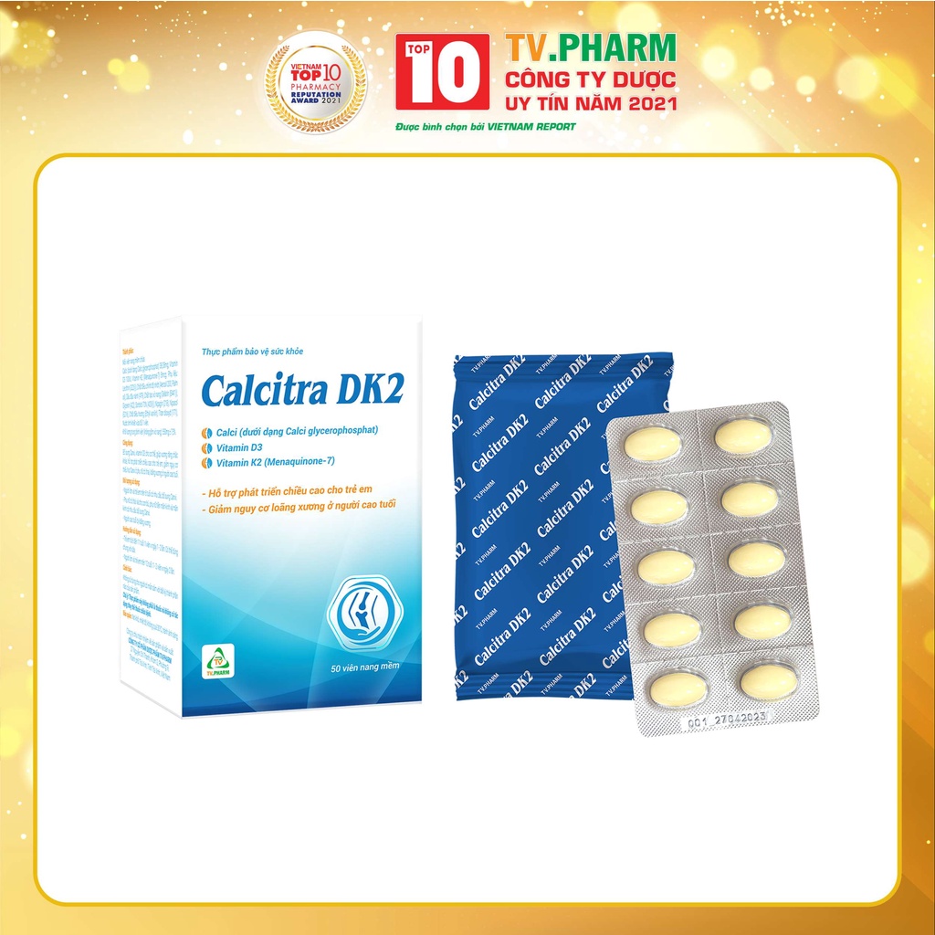 Thực phẩm bảo vệ sức khỏe CALCITRA DK2 - Bổ sung Canxi, Vitamin D3, Hỗ ...