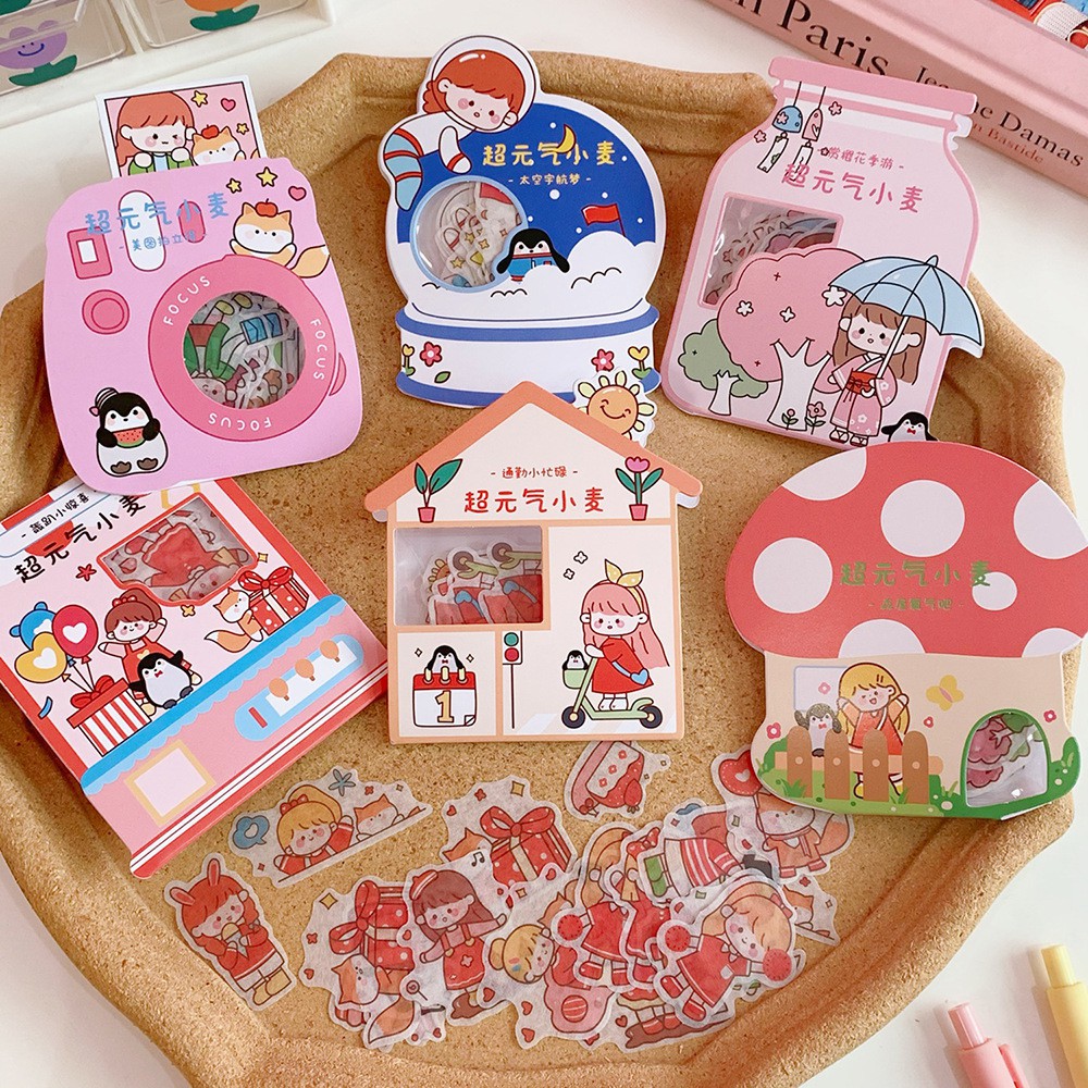 Sticker dán sổ, sticker cute dán trang trí hình cô gái | Shopee Việt Nam