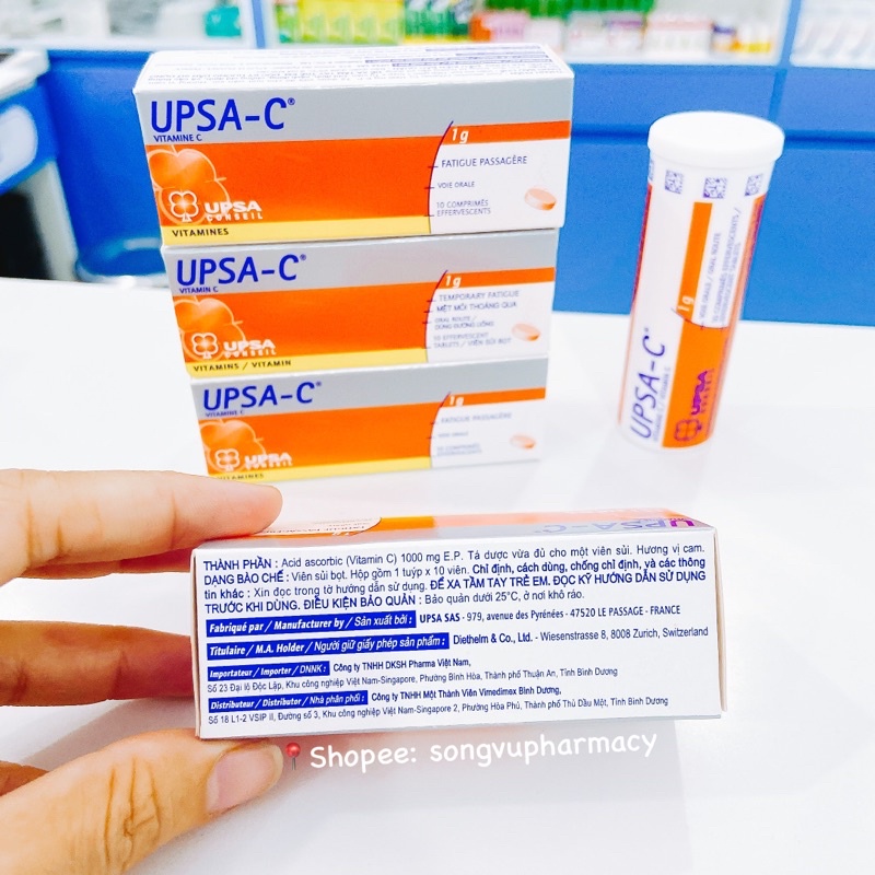 Viên sủi UPSA C 1g - Vitamin C 1000 tăng cường sức đề kháng (Tube 10 ...