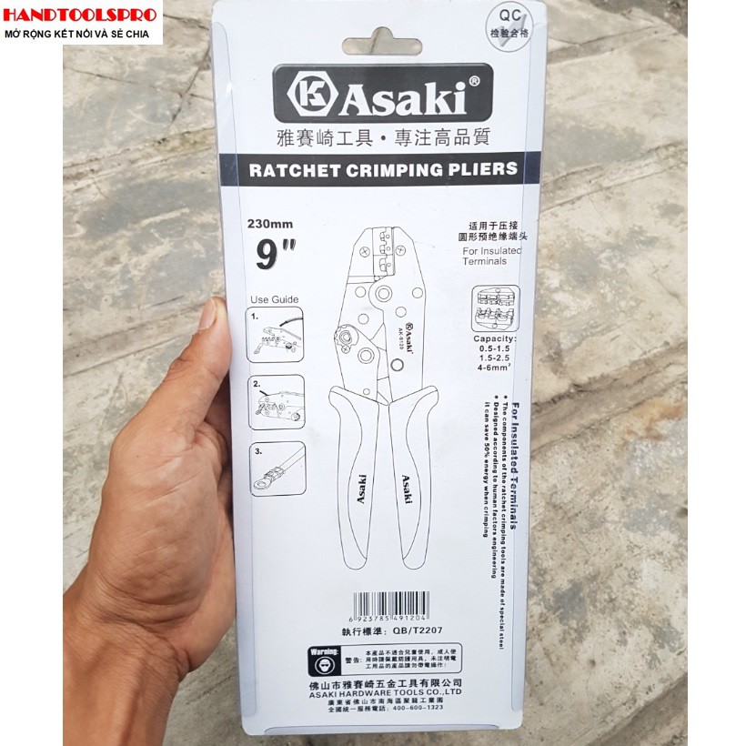 Mua Kìm bấm cos tròn bọc nhựa Asaki AK-9120 0.5 ~ 6.0mm2 - Kềm bấm cốt ...