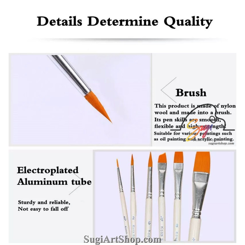 Mua Bộ cọ vẽ Keep Smilling 6 cây thân trắng - A0101 LOẠI TỐT [ Sugi art shop] giá rẻ nhất | TecKi.Vn