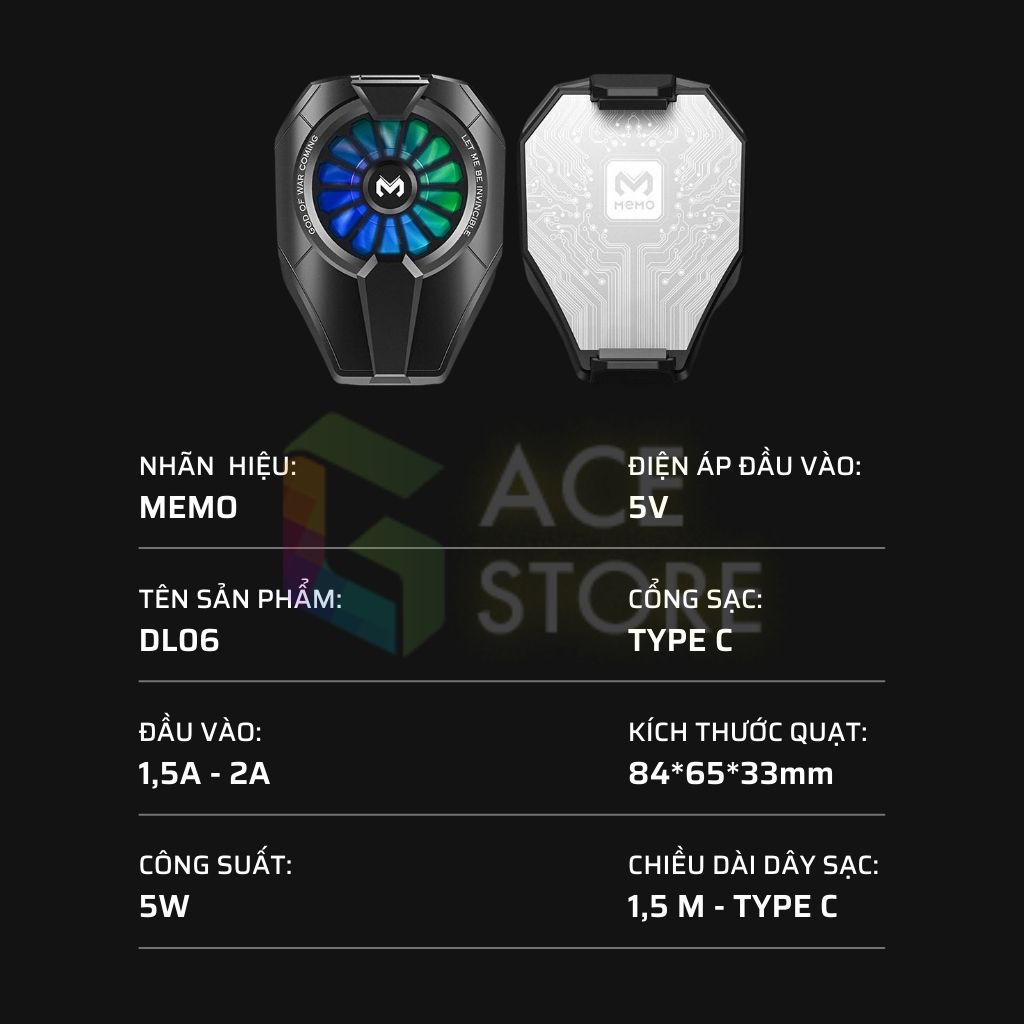 Mua Quạt tản nhiệt điện thoại MEMO DL05 - Siêu lạnh, hiển thị nhiệt độ ...