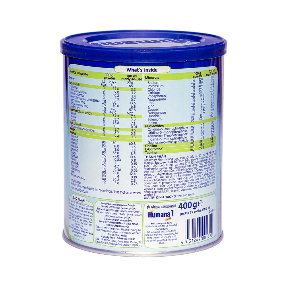 Mua Sữa Humana Gold Plus 1 ( 400g ) giúp cải thiện thể chất, trí tuệ và ...