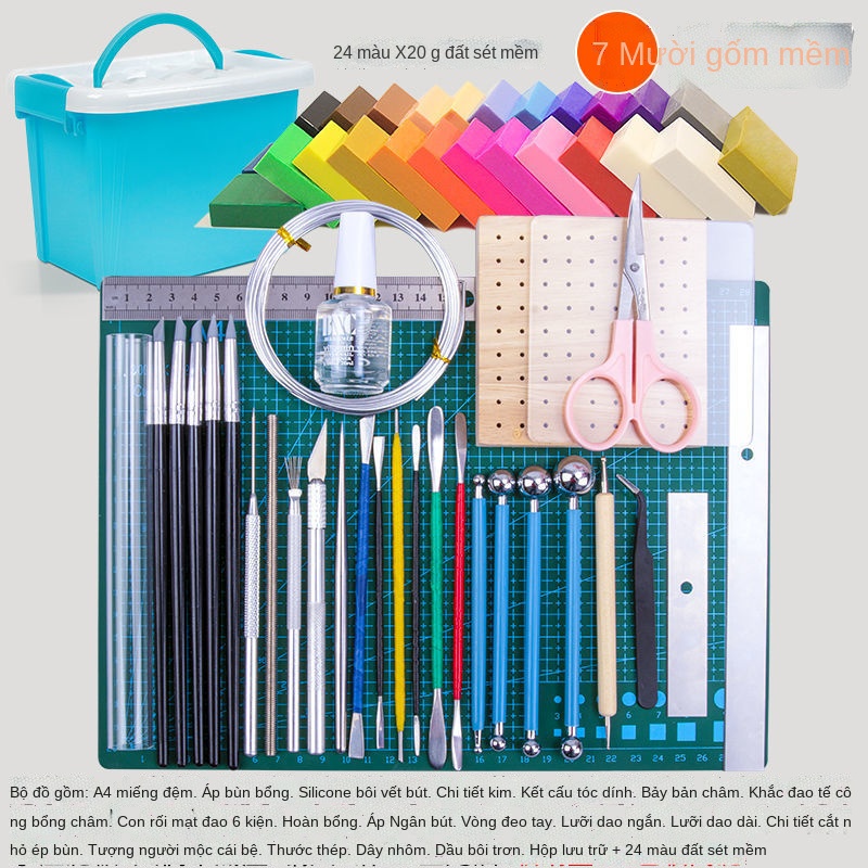 Mua Bộ dụng cụ đất nặn siêu nhẹ đất sét handmade tự làm đồ gốm mềm đất ...