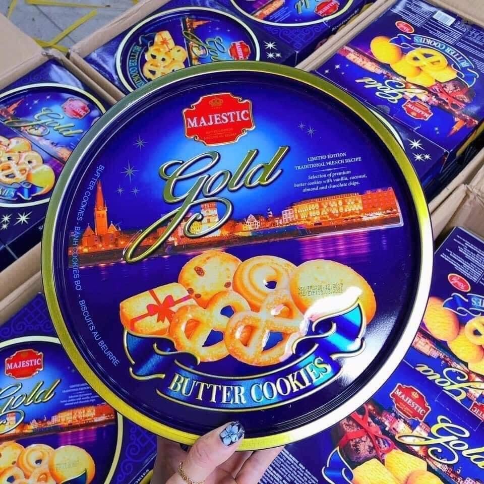 ( Hàng Tết 2022) Bánh Cookies Majestic Gold Hộp Thiếc 681G | Shopee ...