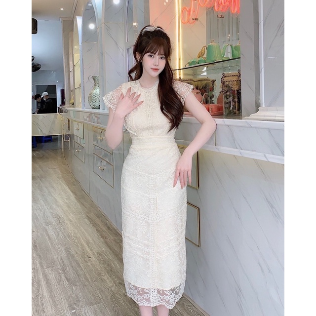 Mua Váy ren body tay cánh tiên cao cấp, đầm ren body thiết kế dự tiệc ...