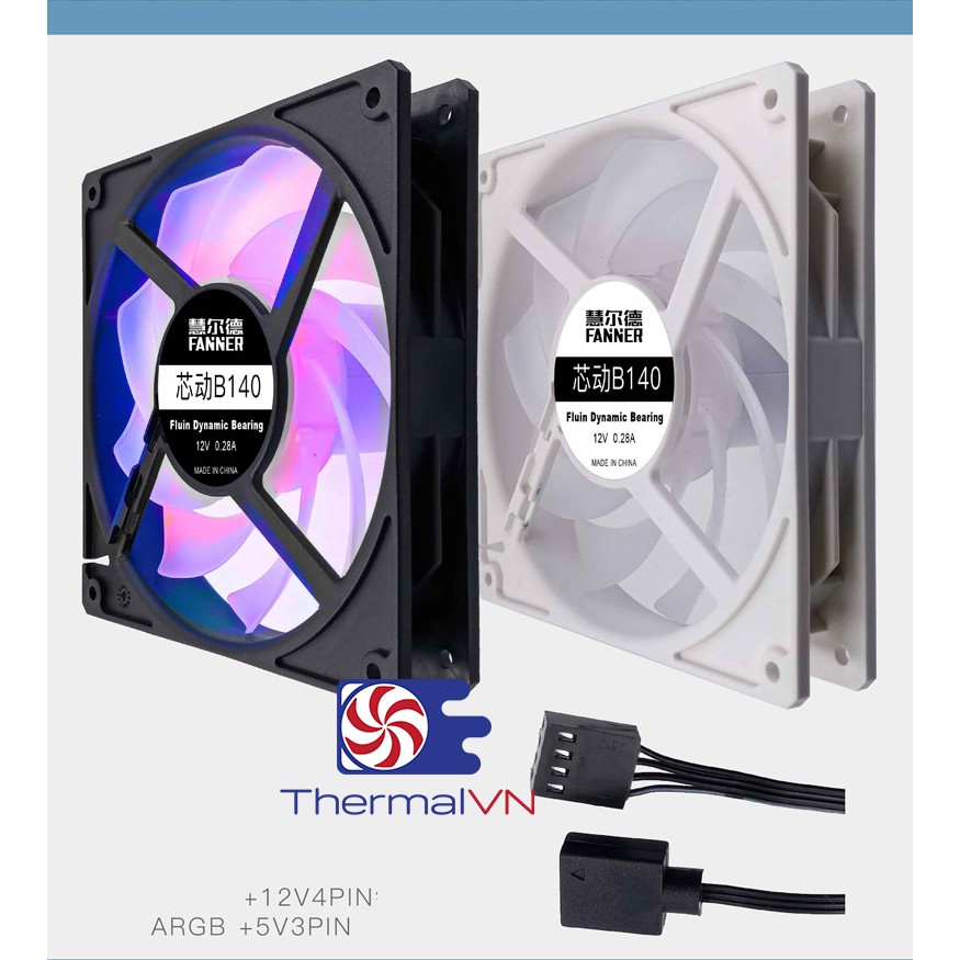 Mua Quạt fan case 14cm Fanner B140 Đen - Hiệu ứng ARGB, sức gió lớn 108 ...