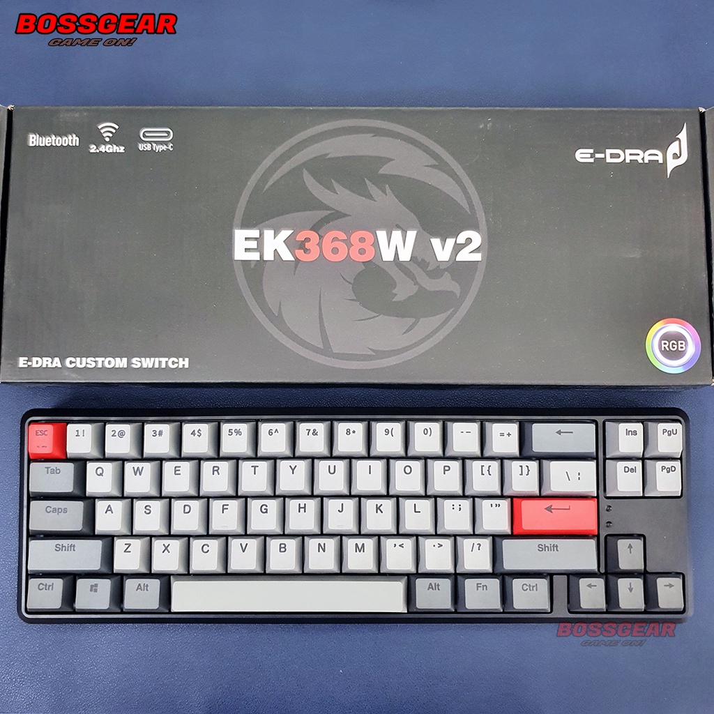 Bàn phím cơ EDRA EK368W V2 3 Mode kết nối LED RGB Red / Brown Edra ...