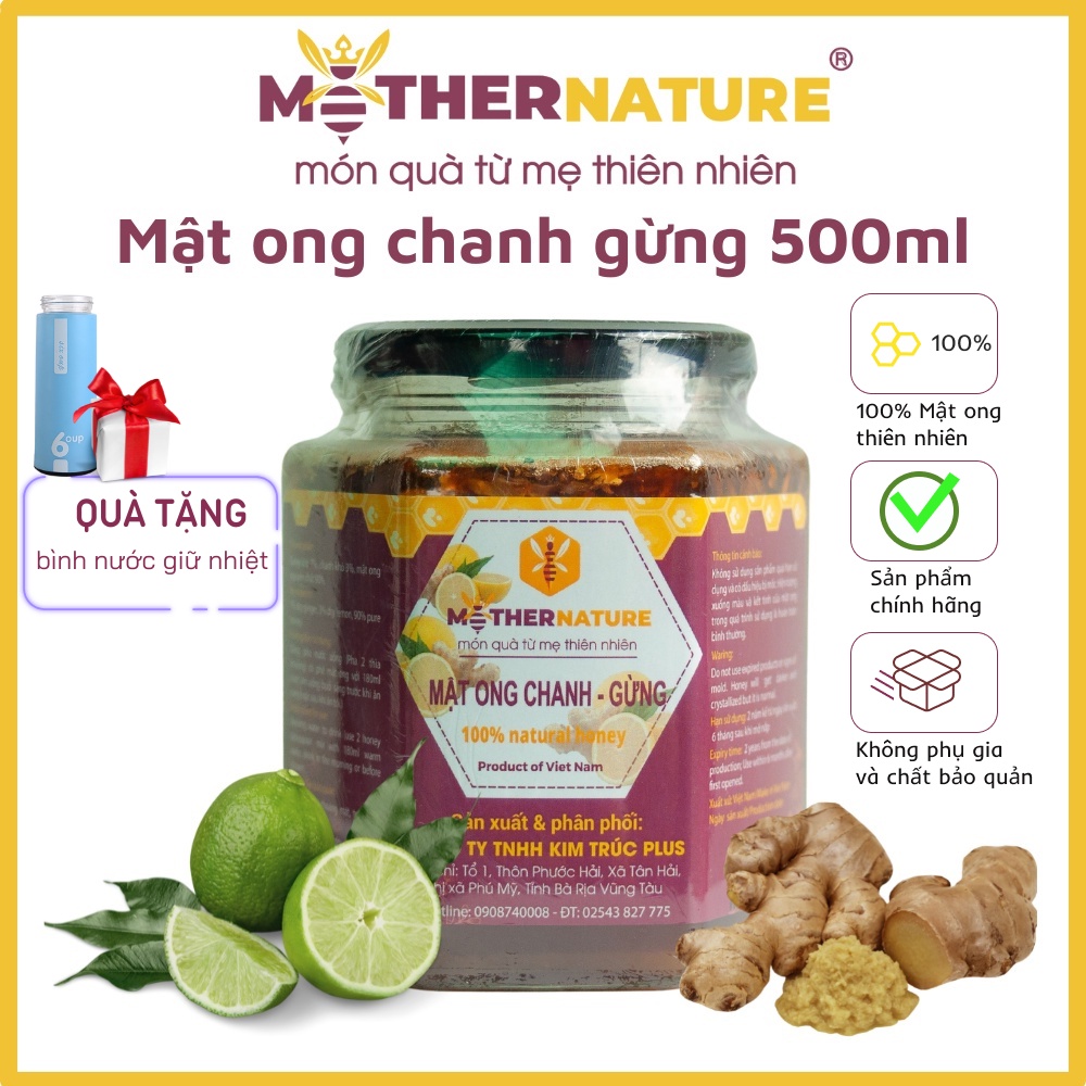 Mật ong chanh gừng cao cấp Mother Nature (500mlhũ) - Tăng cường hệ miễn dịch giảm ho và cảm cúm ...