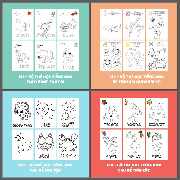 Bài tập tô màu bài tập tô màu tiếng anh cho bé Giúp trẻ học tiếng Anh ...