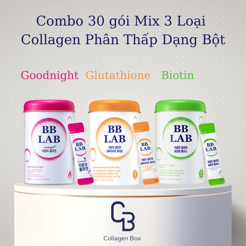 Combo 30 gói - 3 Loại Collagen BB LAB phân tử thấp giúp ngủ ngon, sáng ...