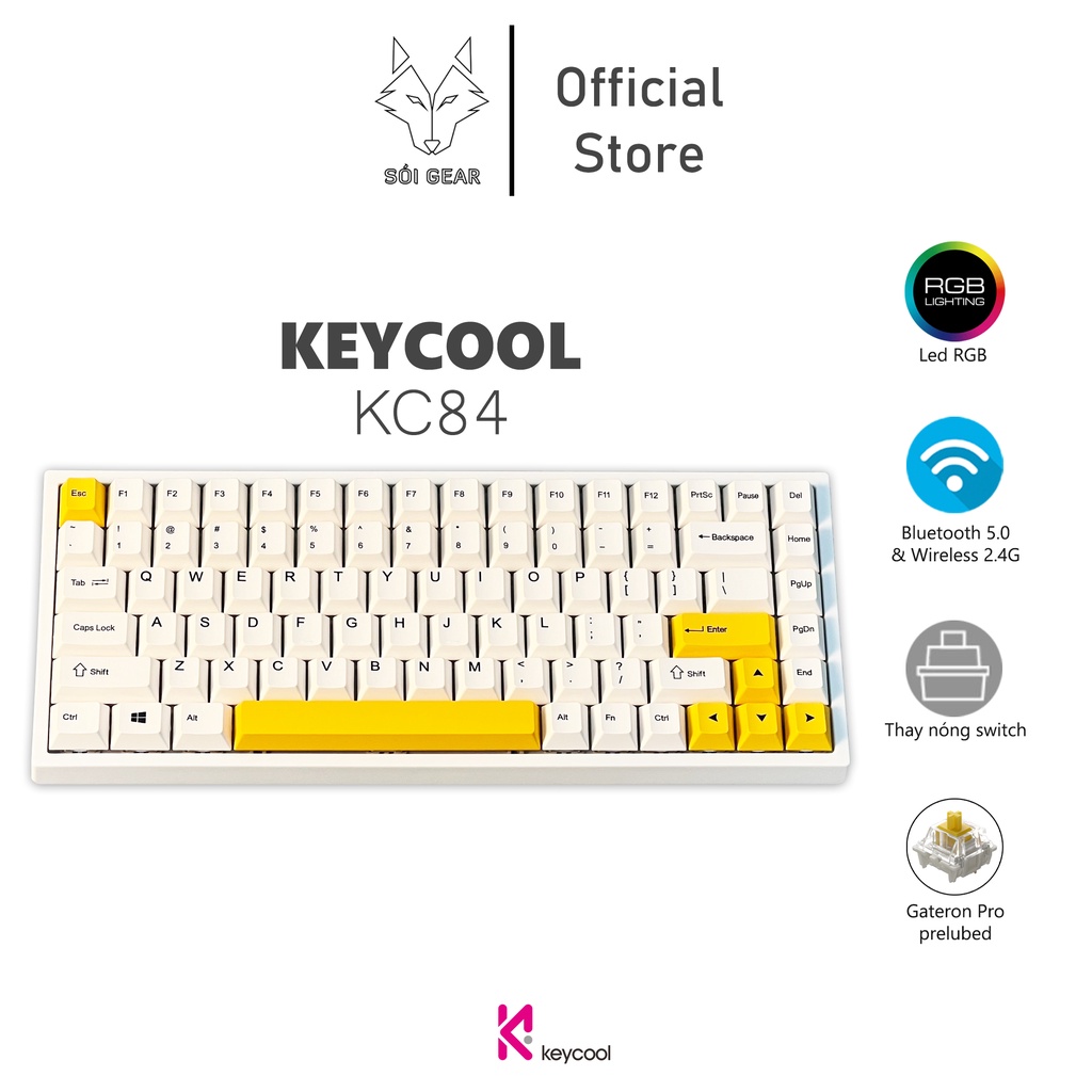 Mua Bàn phím cơ không dây Keycool KC84 Led RGB Hotswap, Bàn phím không ...