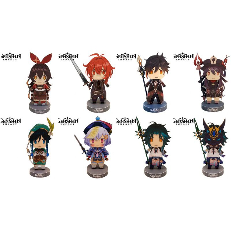 Mô hình giấy Game [Genshin Impact] chibi Amber, Diluc Ragnvindr ...