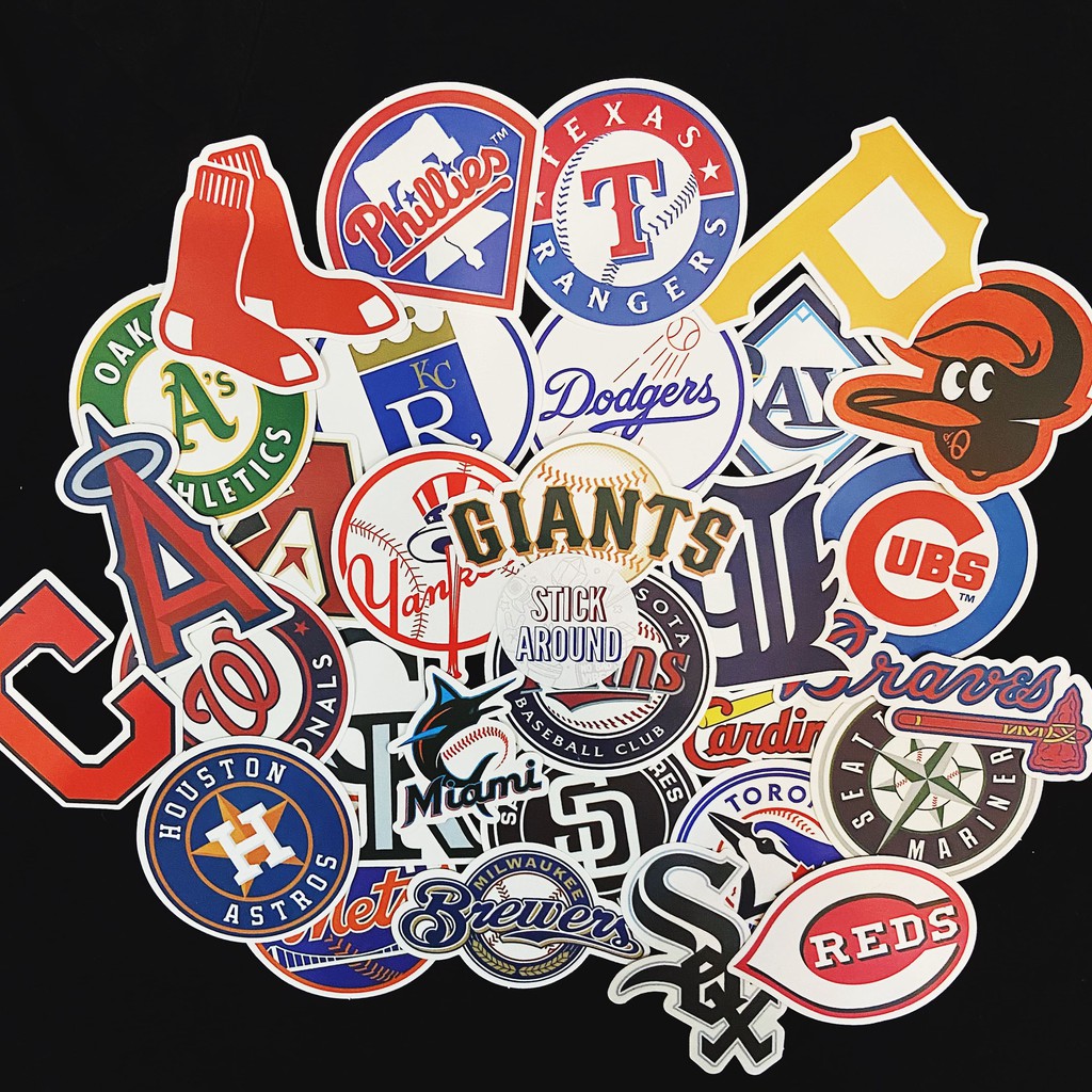 Mua 30 sticker hình dán bóng chày baseball logo nhám chống nước, decal ...