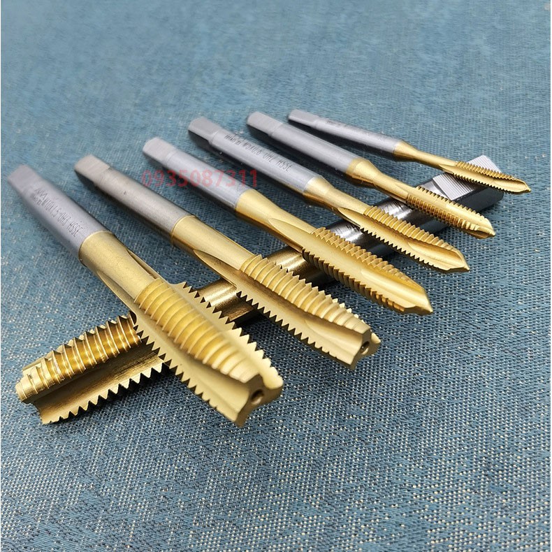 Bộ 5 Mũi khoan taro cắt ren, tạo ren xoắn M3 - M8 từ thép phủ Titan ...
