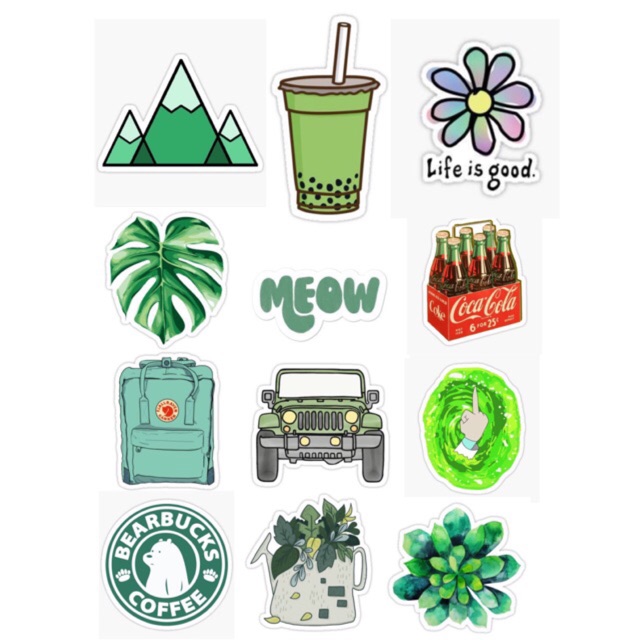 Mẫu dán thú cưng cute sticker cute màu xanh lá Phù hợp cho mọi độ tuổi