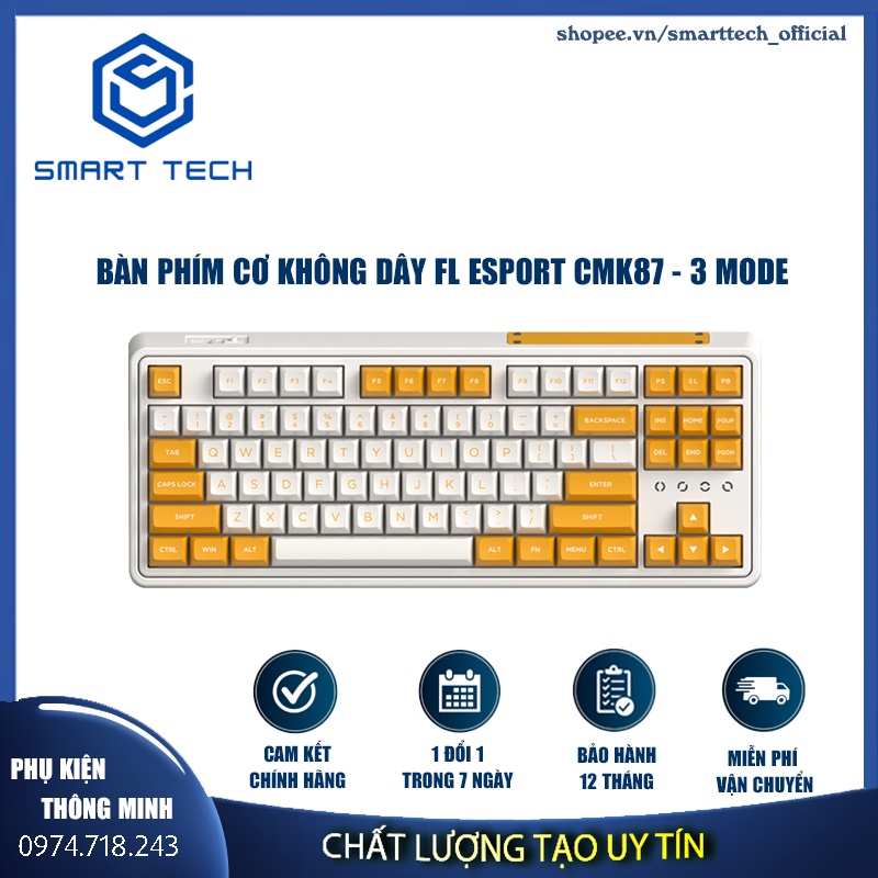 Bàn phím cơ FL-Esports CMK87 CPM Metal Heart RGB/ Hotswap/ Bluetooth ...