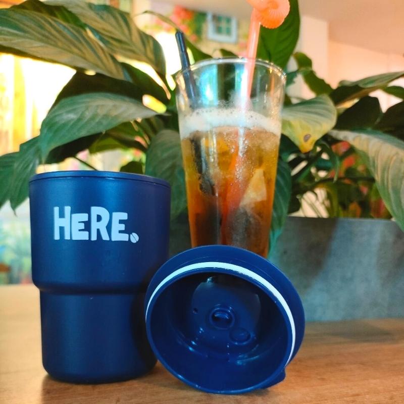 Mua Cốc uống cafe, uống nước 2 lớp giữ nhiệt kèm nắp xoay có lỗ cắm ống hút 320ml Yamada hàng ...