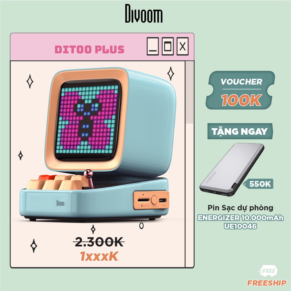 Mua Loa thông minh Divoom Ditoo Plus 10W - Hình dáng máy tính cổ, màn ...