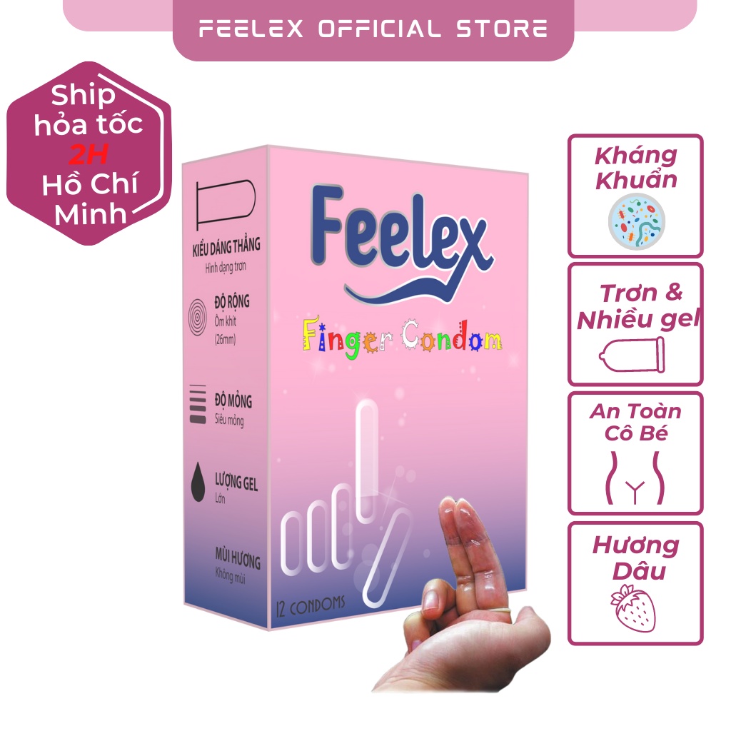 Mua Bao cao su ngón tay Feelex finger nhiều gel, hương dâu hộp 12 bcs ...