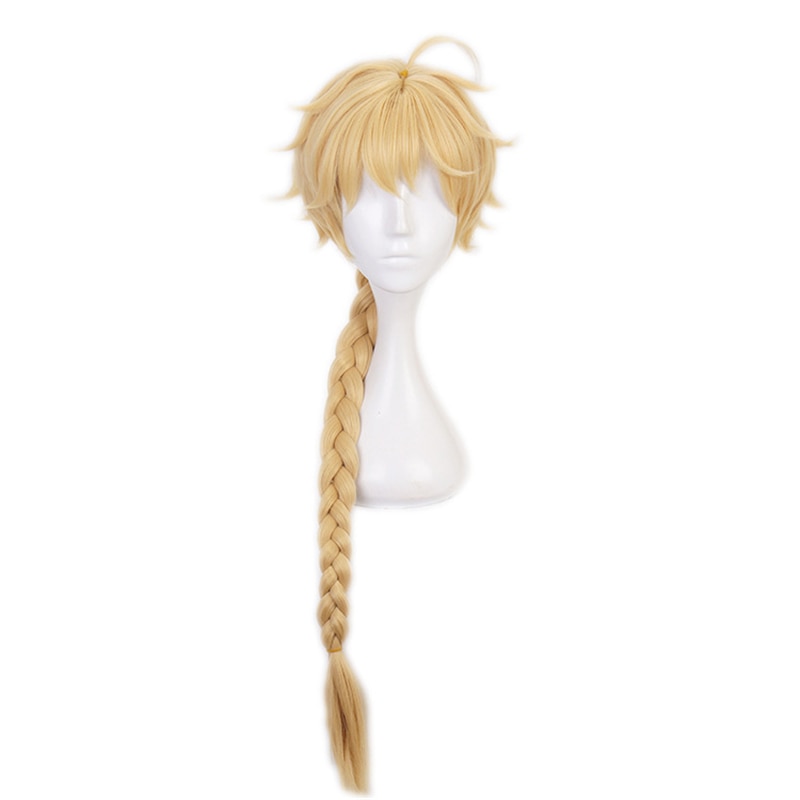Genshin Impact Cosplay Aether Traveler Golden Braid Heat Resistant Synthetic Hair XThE | Shopee ...
