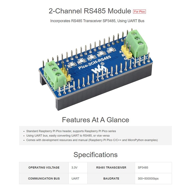 Mua Mô Đun 2 Kênh RS485 Cho Bo Mạch RPI Raspberry Pi PICO RP2040 UART to RS485 online trên ...