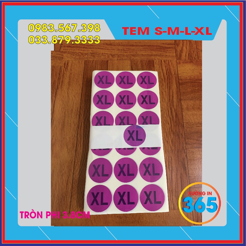 Mua TEM TRÒN DECAL, STICKER NHIỀU MÀU TEM SIZE QUẦN ÁO, GIÀY DÉP S-M-L ...