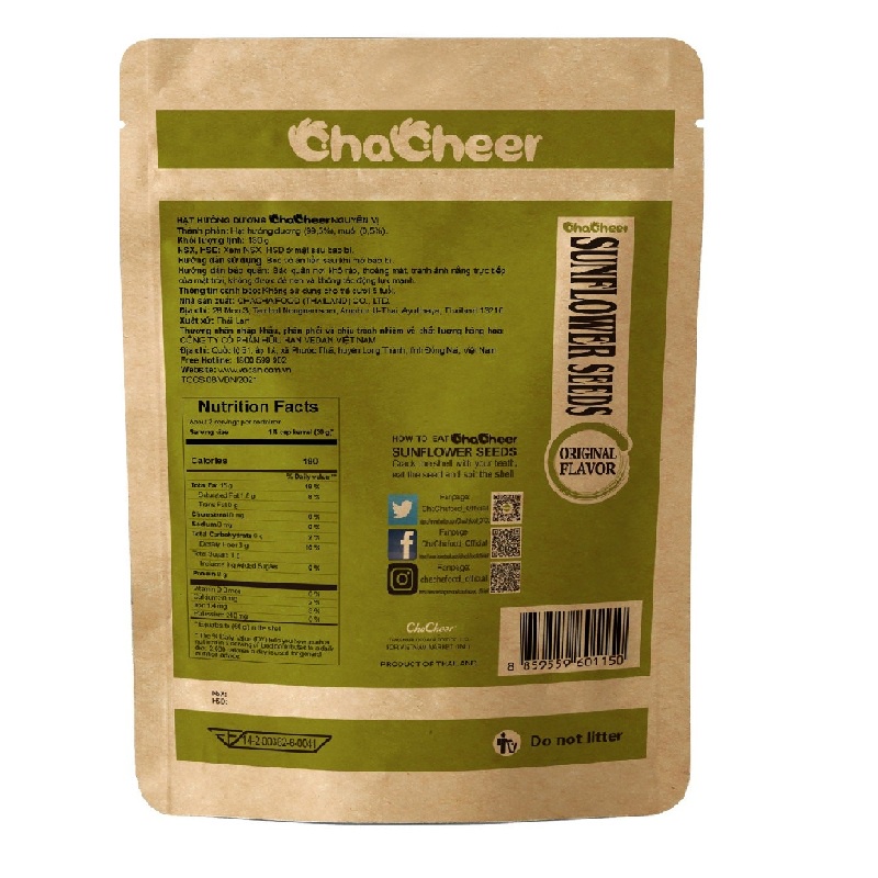 Combo 10 gói Hạt hướng dương CHACHEER nguyên vị 130g - MixASale