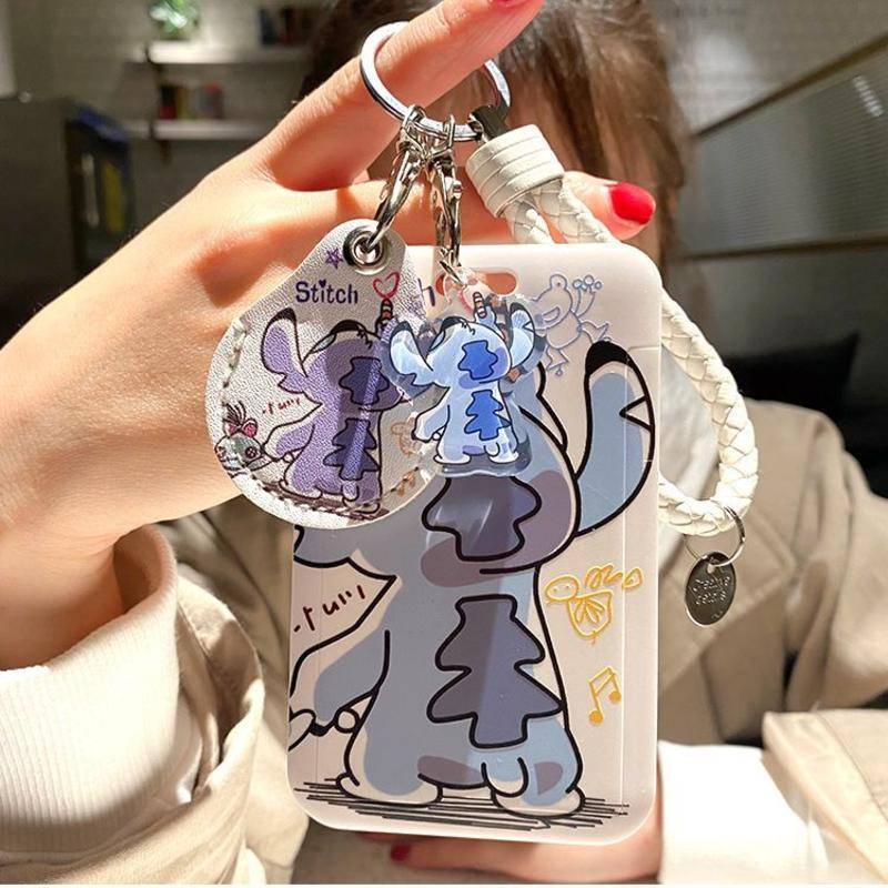 MKBK Thẻ dây đeo thẻ sinh dễ thương Stitch Khâu bọc căn cước thẻ hoc ...