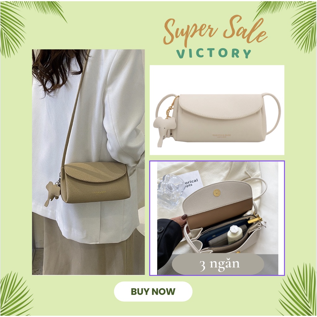 Túi Xách Nữ VICTORY Charm Voi 3 Ngăn Đeo Chéo Đi Làm Đi Chơi Thời Trang ...