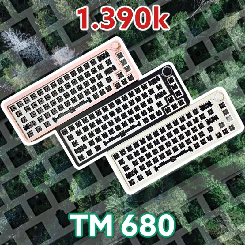 Kit bàn phím cơ TM680 - Hotswap, RGB, Núm xoay Multimedia, Stab Cherry ...