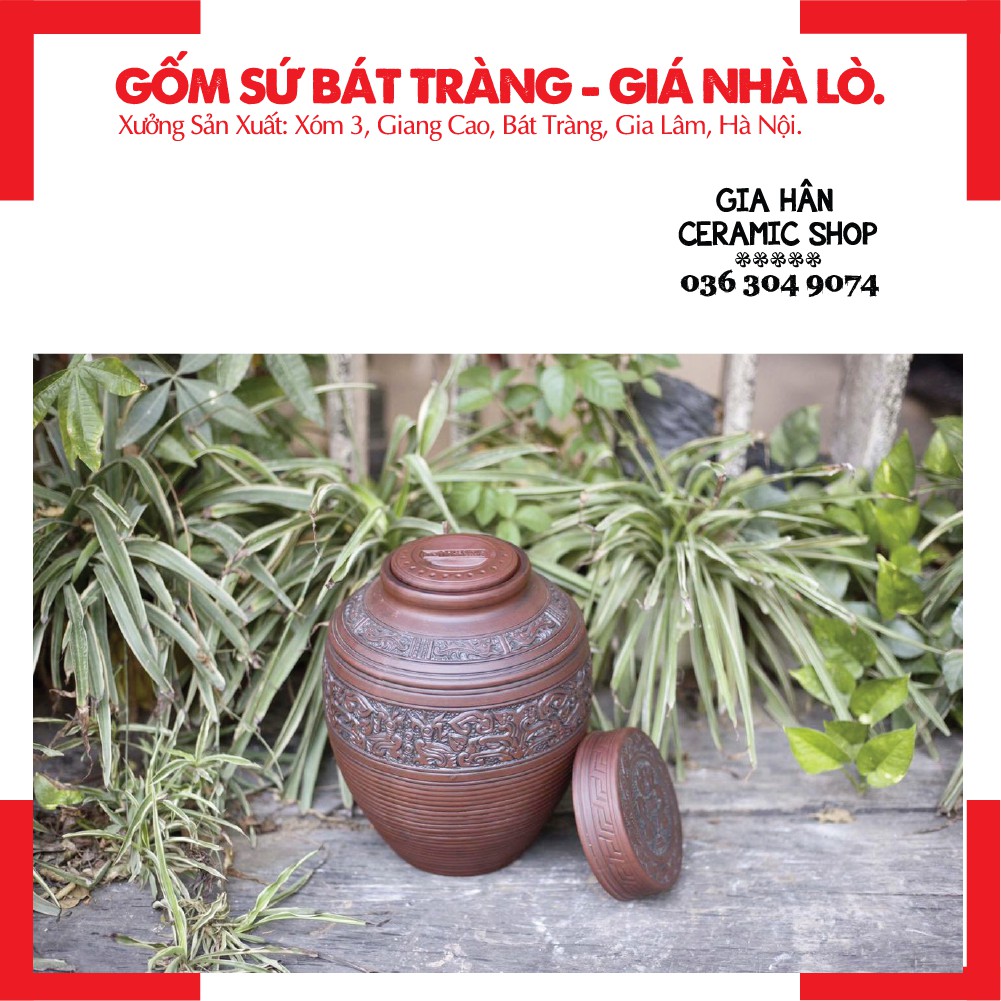 Mua 🍀Chum Bát Tràng Ngâm Rượu 𝟐𝐋 Khắc Nổi Hoa Văn Cổ 🍀Chum Bat Trang ...