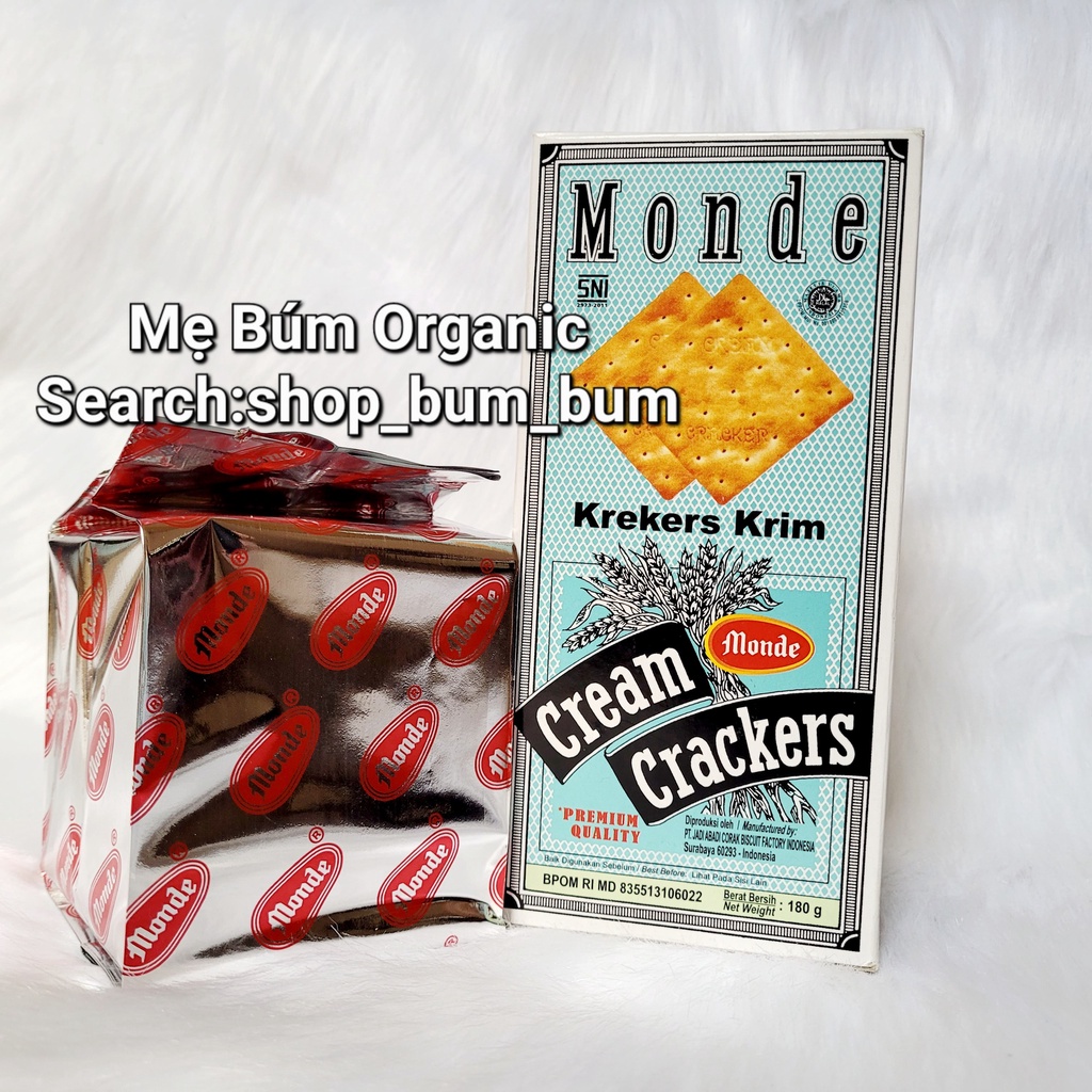 Combo 3 hộp Bánh quy giòn lạt Cream Cracker MONDE 180g - ăn vặt chuyên ...
