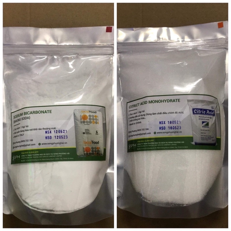Combo 2kg nguyên liệu tạo CO2 cho hồ cá (1 kg baking soda+1kg acid ...