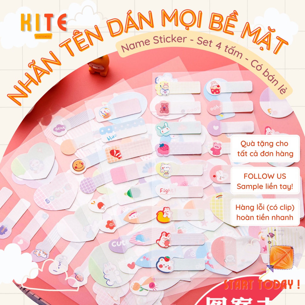 Mua Name Tag - Bộ hình dán sticker viết tên dán lên đồ dùng học tập cho ...