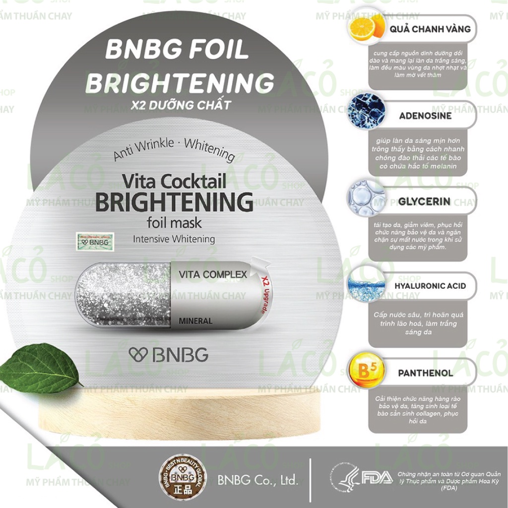 Mua Mặt nạ BNBG dưỡng trắng da, mờ thâm nám Vita Cocktail Brightening ...