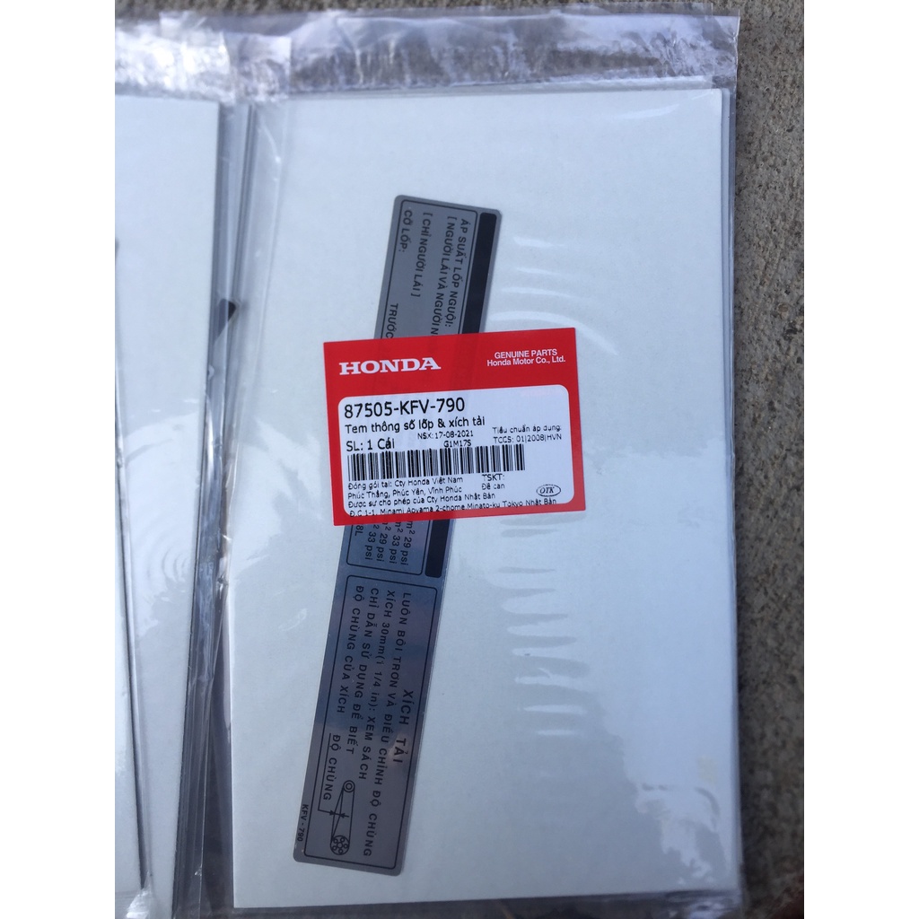 Mua Tem thông số gắn hộp xích super DREAM chính hãng honda việt nam giá ...