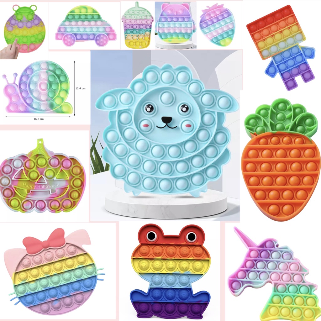 Push Pop It Fidget Toy Rainbow Color Finger Pressure Bubble SensoryToys ...