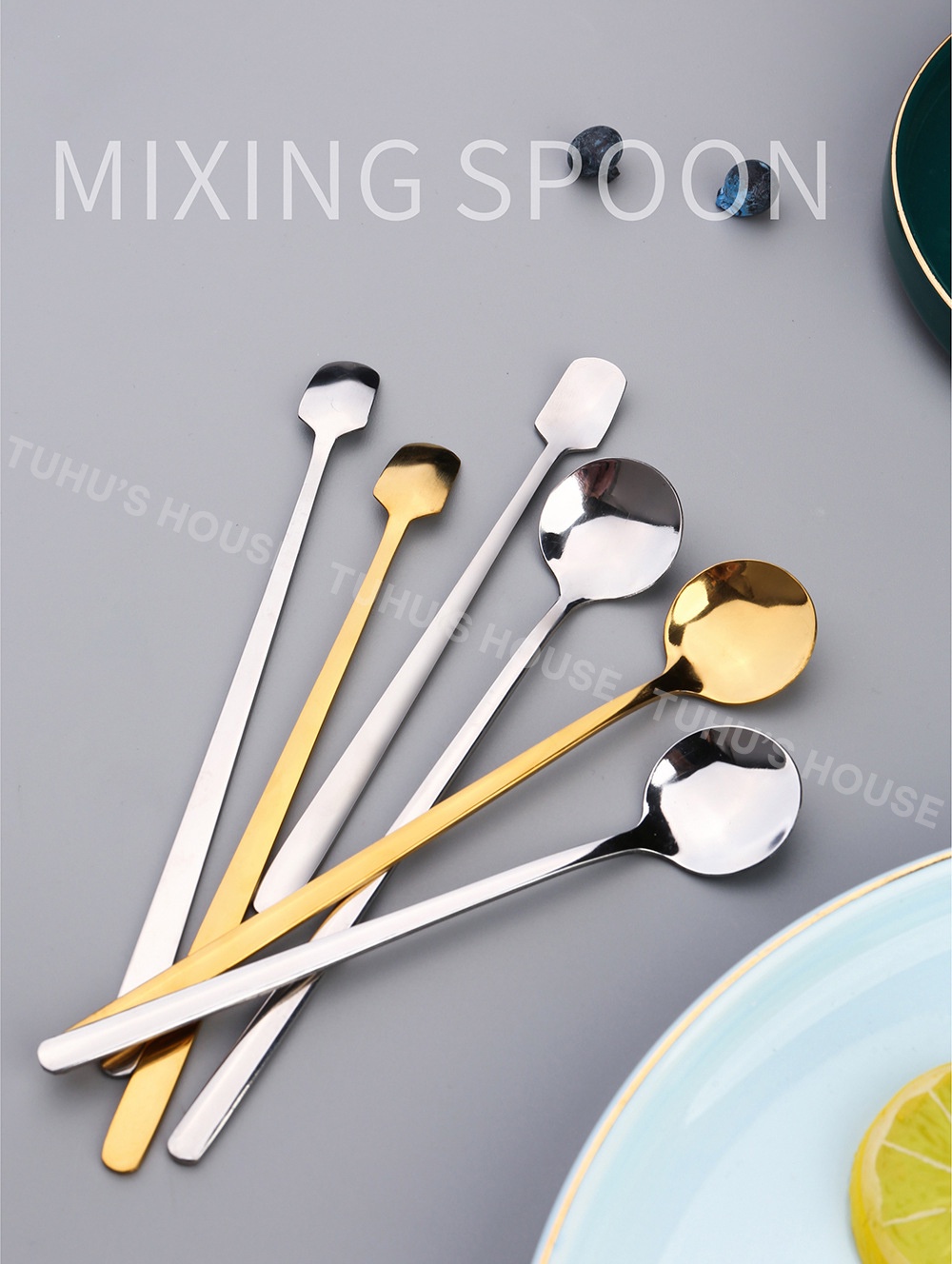 Thìa inox, muỗng cà phê inox, thìa dài uống trà thép không gỉ hai màu ...