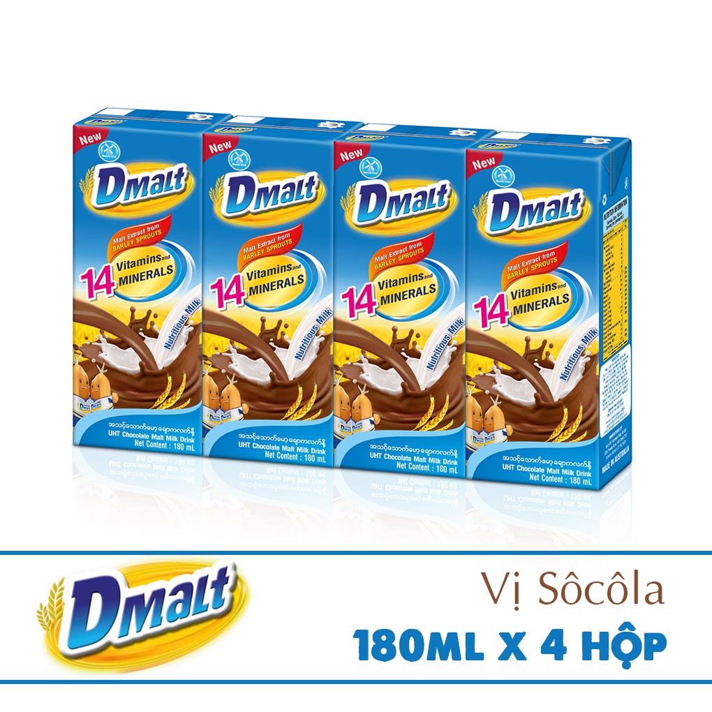 [CHÍNH HÃNG] Thức Uống Cacao Lúa Mạch DMALT (180ml x 4 Hộp) | Shopee ...