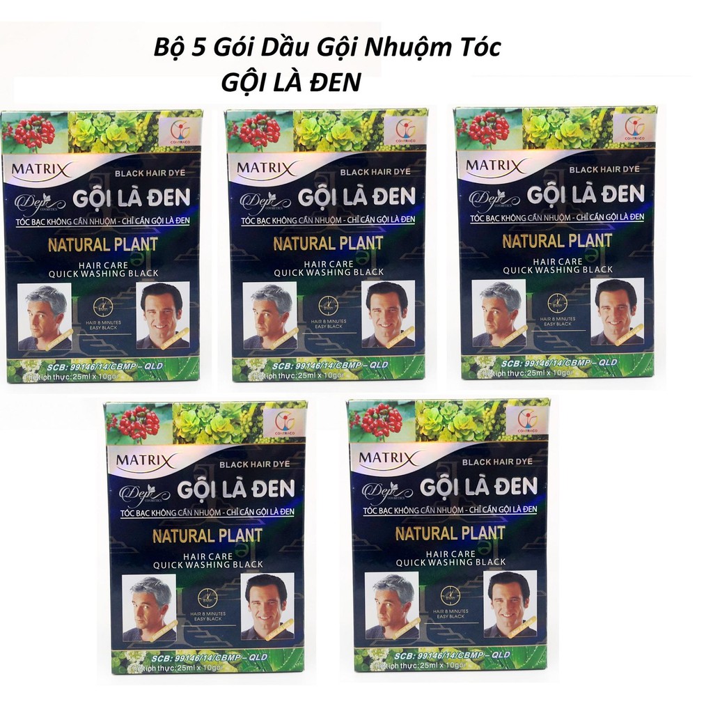 Dầu Gội Nhuộm Tóc - Gội Là Đen Matrix 25g [Bộ 5 Gói] | Shopee Việt Nam