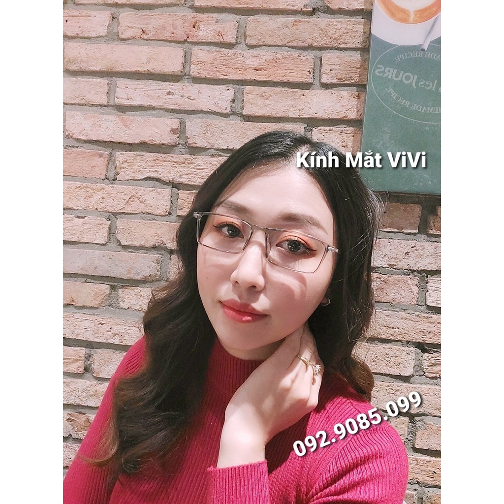 Mua Gọng kính cận nam nữ dáng vuông thanh mảnh V1220 chất liệu kim loại kết hợp nhựa, nhận cắt ...