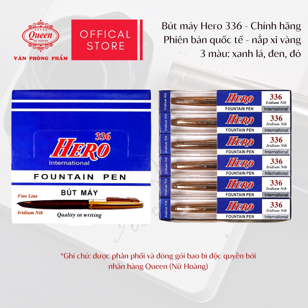 Bút máy Hero 336 chính hãng - Phiên bản quốc tế - Màu Đen/Đỏ/Xanh Lá ...