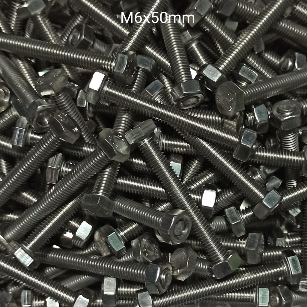 M6x50mm , M6x60 , M6x70 , M6x80 INOX 304 COMBO 50 Bộ Bulong ( bulong ...