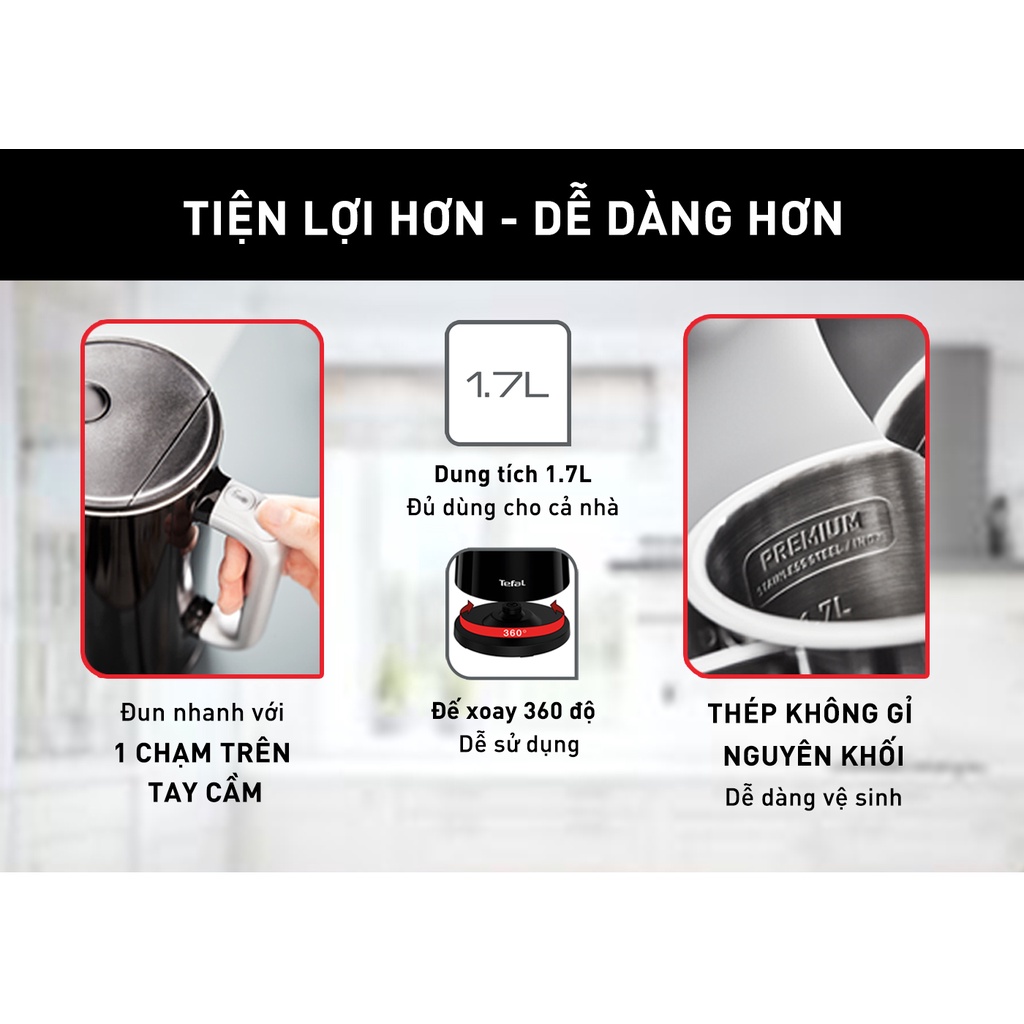 Mua Bình đun siêu tốc Tefal 1.7L Smart & Light KO850810 - 1800W - Màn ...