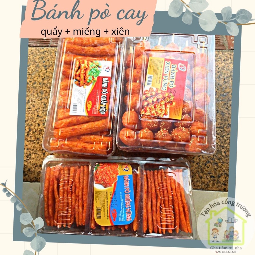 Mua Hộp snack Bánh pò cay Quẩy bò , Miếng , Xiên que bò vừng dai giòn ...