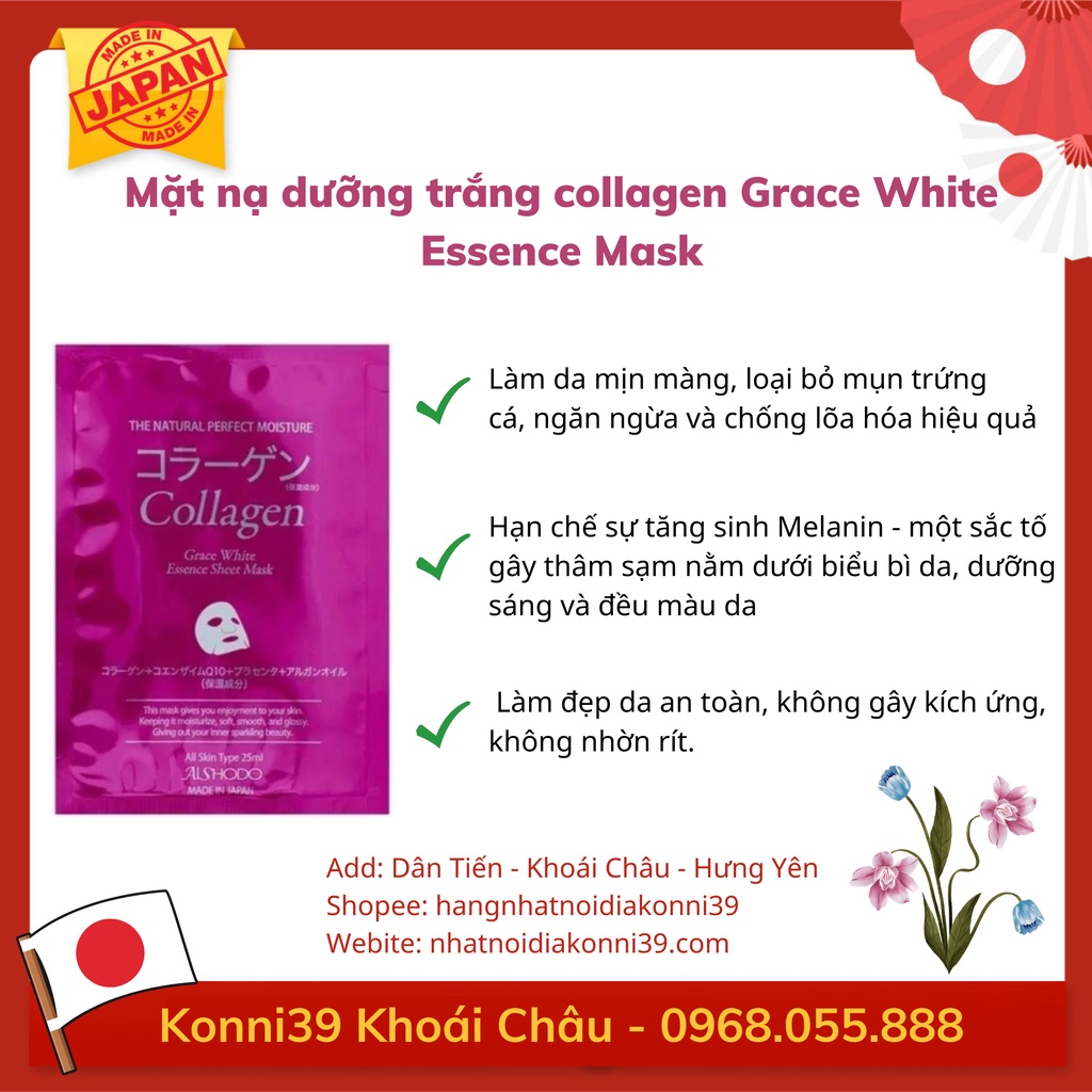 Mặt nạ collagen Grace White Essence Mask | Shopee Việt Nam