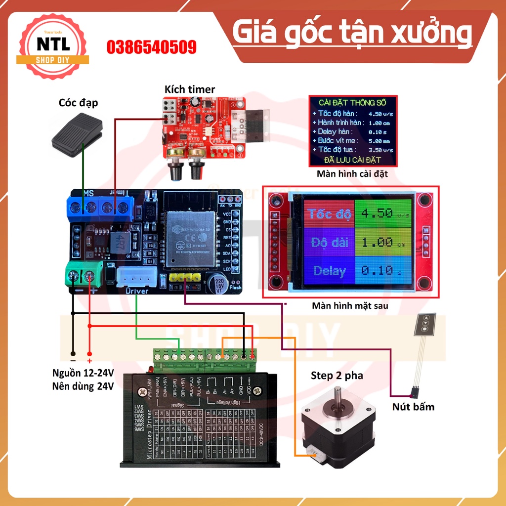 Mua Bộ mạch điều khiển step trục Z vít me chế trụ máy hàn cell pin giá ...
